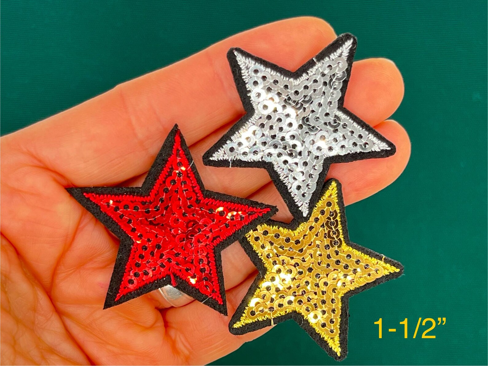 3 Christmas Sparkling Stars Iron-on Patch Sequin Christmas Iron-on ...
