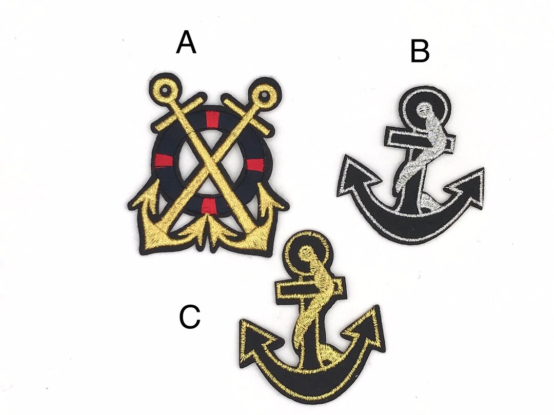 1 Embroidered Anchor Iron on Patch, Summer Fashion Patches, Embroidered ...