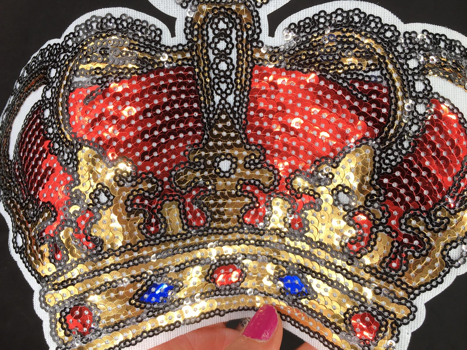 Large King Royalty Gold Crown Iron-on Patch Red Shinny Sweatshirt Patch ...