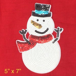 Sequin Snowman Polar Bear Icy Blue Snowflake Iron-on Patch Sequin Christmas Theme Iron-on ...