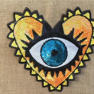 Large Sequined Evil Eye Embroidery Sew on Applique Sequin - Etsy