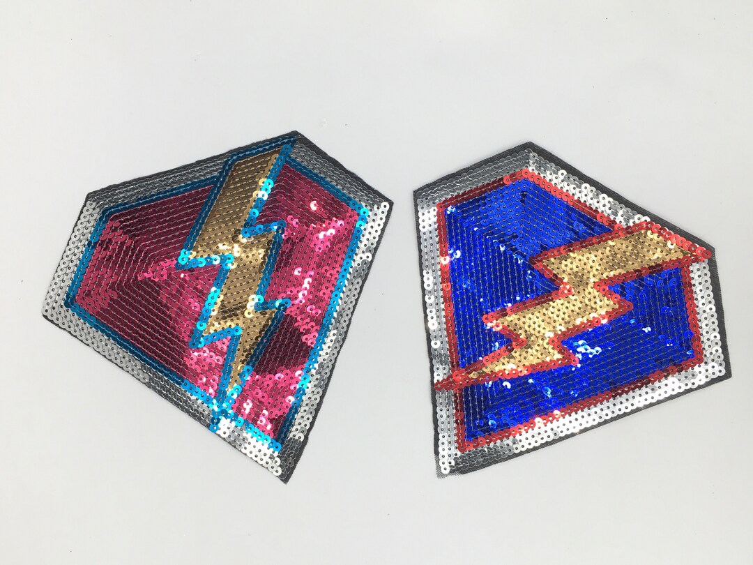 Lightning Bolt Sew-on Patch Applique Sequin Flash Hot Pink Lightning ...