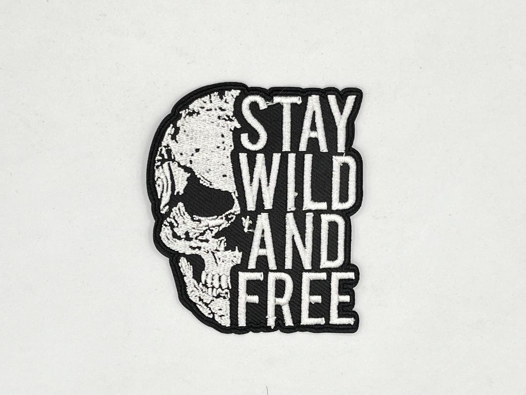 Red Rose Stay Wild and Free Skull Goth Punk Embroidered Iron on Trucker ...
