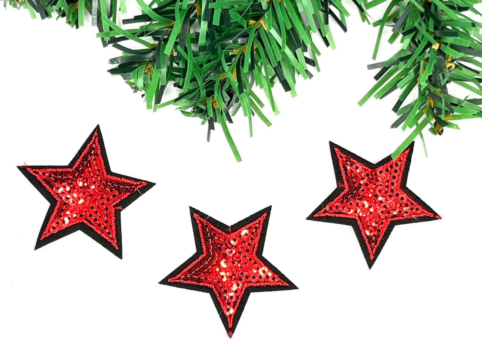 3 Christmas Sparkling Stars Iron-on Patch Sequin Christmas Iron-on ...