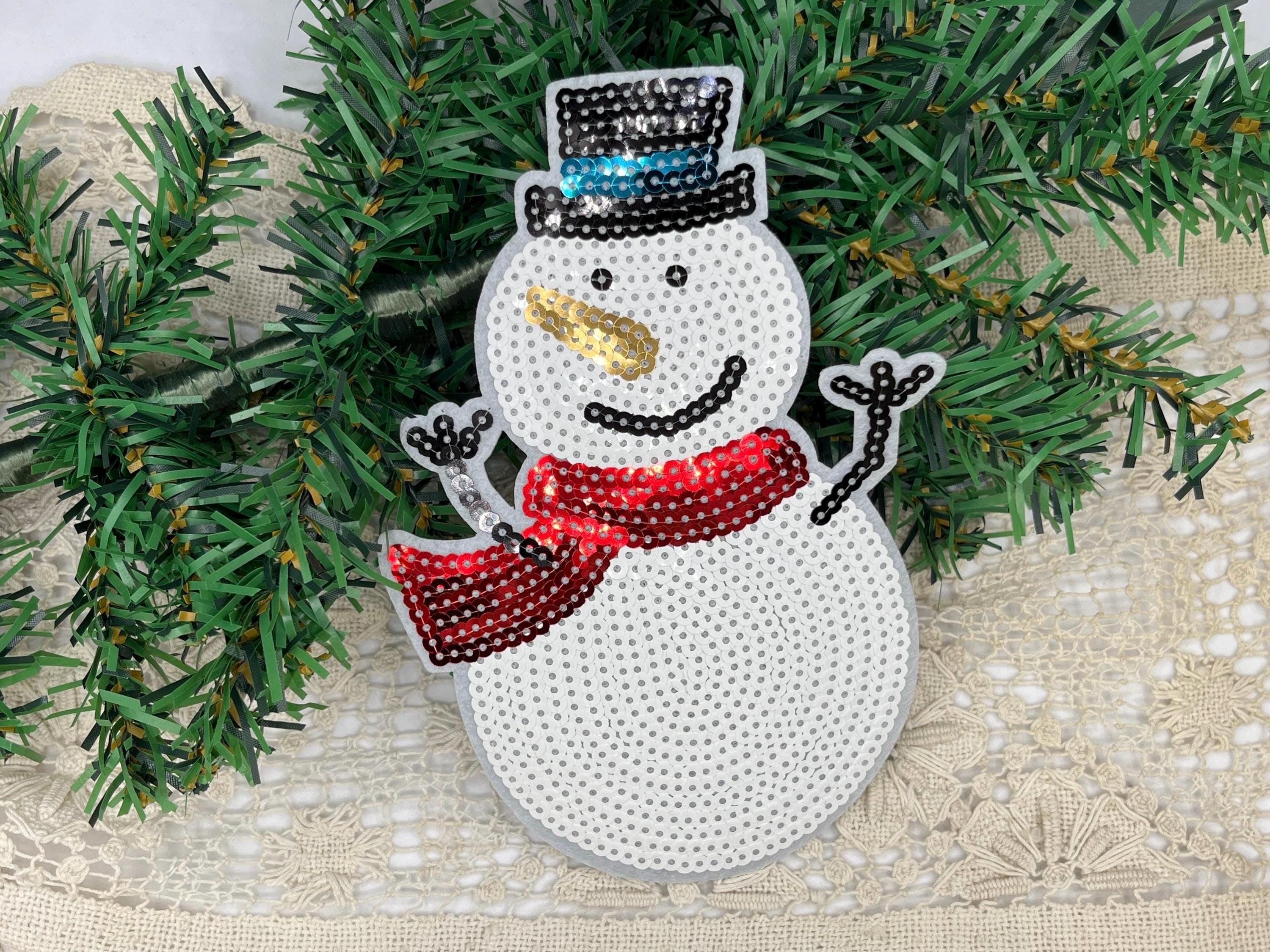 Sequin Snowman Polar Bear Icy Blue Snowflake Iron-on Patch Sequin ...