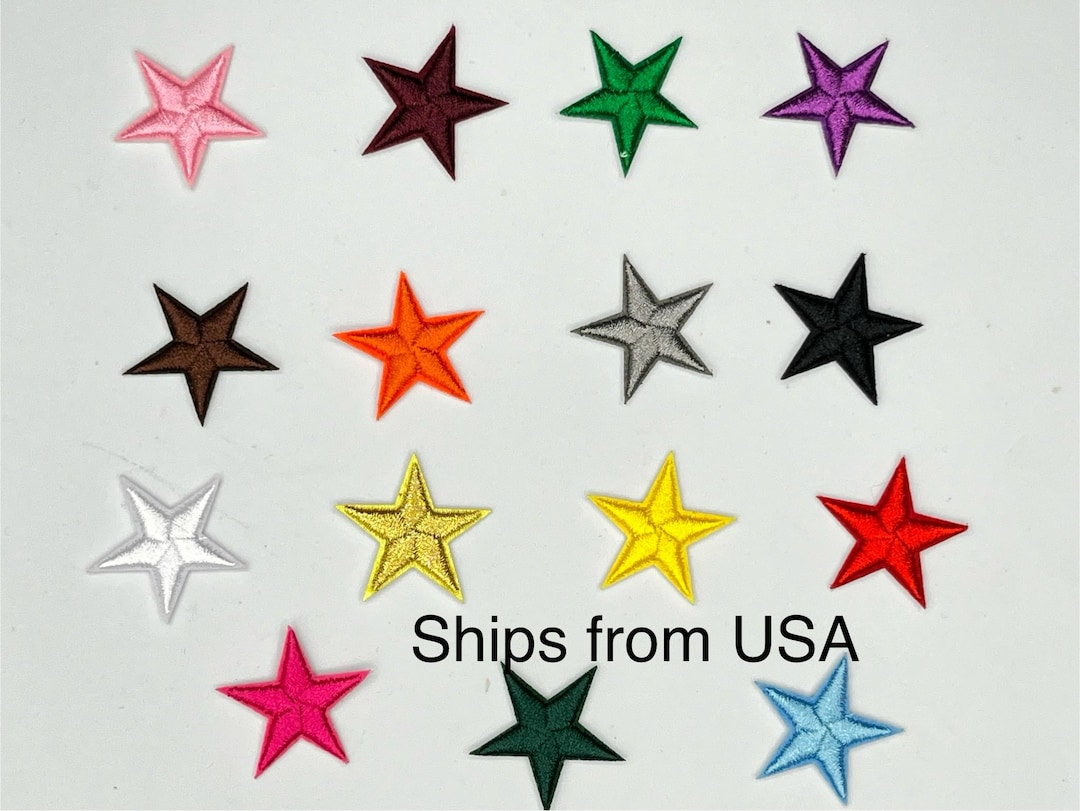 2 Little Stars Iron on Patch Embroidered 1.15"/3cm Baby Onesie Twinkle ...