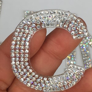 A-Z Sparkling Rhinestones Letter Iron-on Patches, 1-3/4" Hotfix Crystal ...