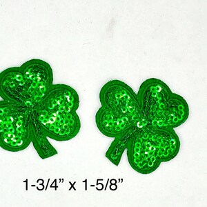 4 Leaf LUCKY IRISH CLOVER Iron-on 3 Leaf Green Clover Embroidered Sequin Shamrock Ireland Dark ...