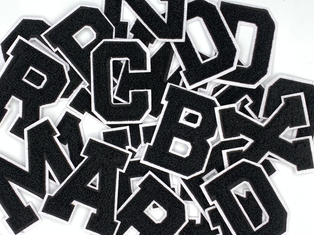 3"black Chenille/white Personalized Iron on Letters School Banner Fonts ...