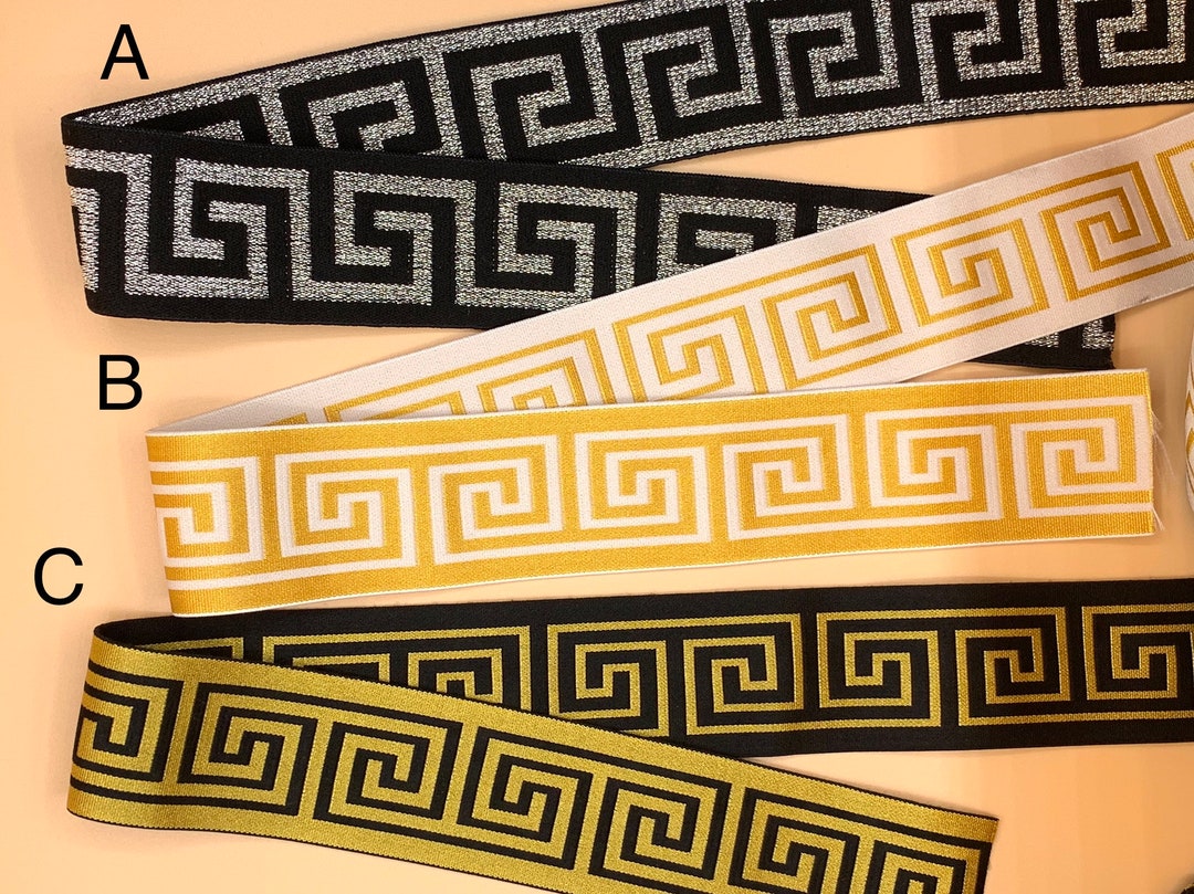 1.5strong Greek Key High Density Waistband Elastic, Hairband, Yoga ...