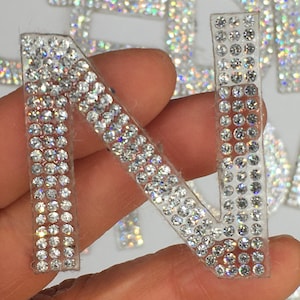 A-Z Sparkling Rhinestones Letter Iron-on Patches, 1-3/4" Hotfix Crystal ...