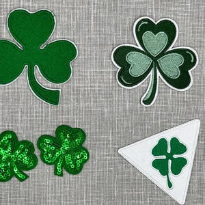 4 Leaf LUCKY IRISH CLOVER Iron-on 3 Leaf Green Clover Embroidered ...