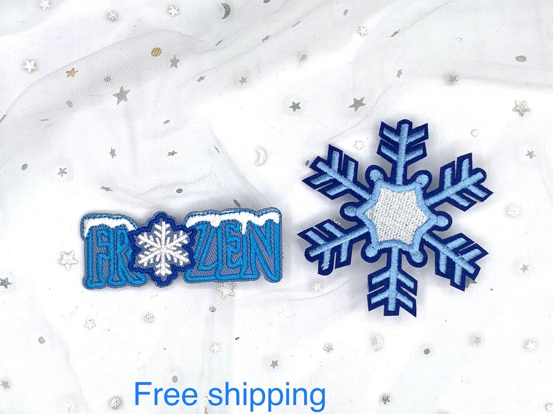 Blue Frozen White Snowflakes Iron-on Applique Patch - Free Shipping ...