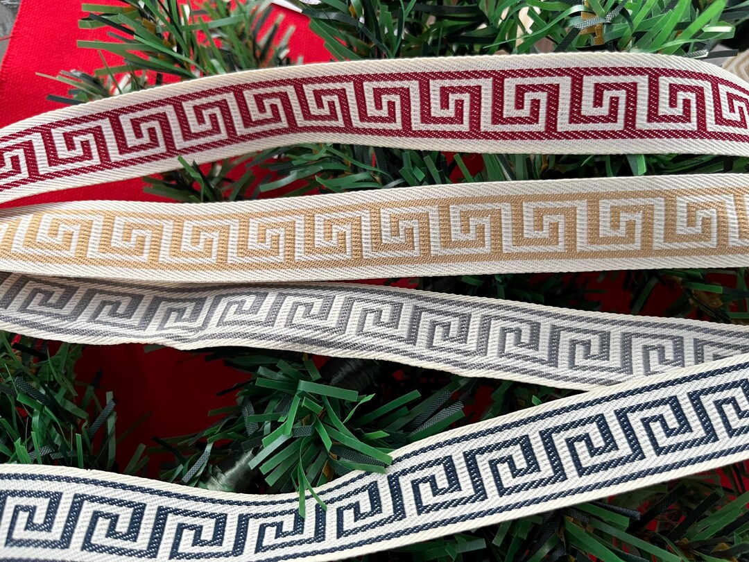 2cm Greek Key Ribbon, Lanyard Ribbon, Red Christmas Ribbon, Holidays ...