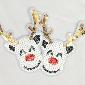 2 Snowman Santa Reindeer Sequin Iron-on Applique Patch , Santa Claus Sequin Patch, Sequin ...
