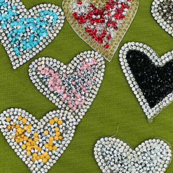 Rhinestone Iron on Heart - Etsy