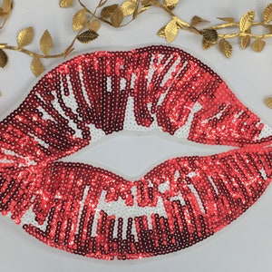Sequin Red Luscious Lips Iron-on Applique Patch, Red Plump Lips Trendy ...