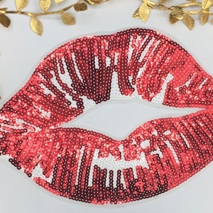 Sequin Red Luscious Lips Iron-on Applique Patch, Red Plump Lips Trendy ...