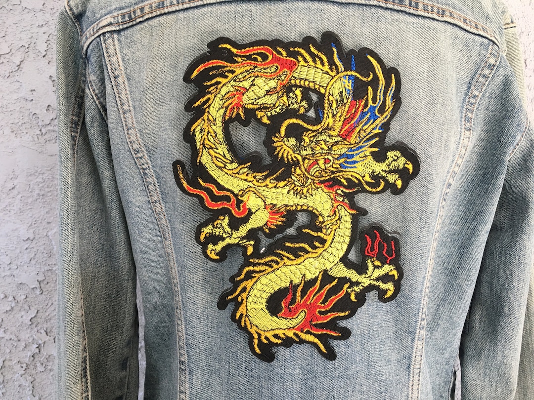 Full Embroidered Dragon Iron-on Applique Patch, Fire Dragon Iron-on ...