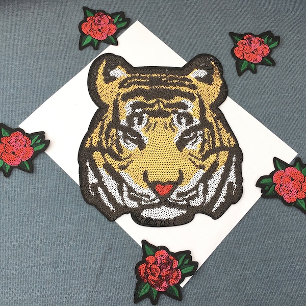 Iron on Sequin Tiger Patches - Etsy