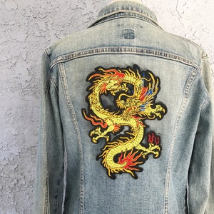 Full Embroidered Dragon Iron-on Applique Patch, Fire Dragon Iron-on ...