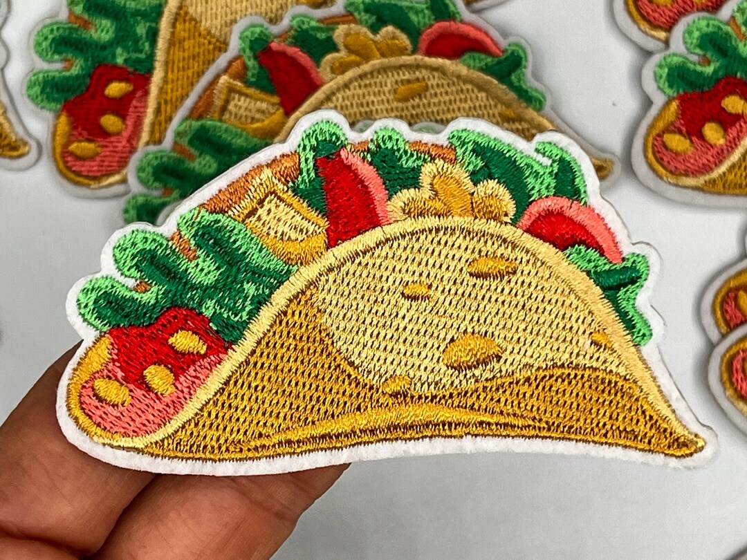 Mexican Taco Iron on Patch, Taco Tuesday Party, Yummy Mexico Food Iron on Patches Sombrero on on ...