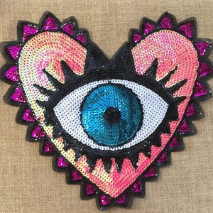 Large Sequined Evil Eye Embroidery Sew on Applique Sequin - Etsy