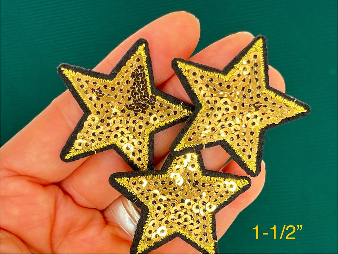 3 Christmas Sparkling Stars Iron-on Patch Sequin Christmas Iron-on ...