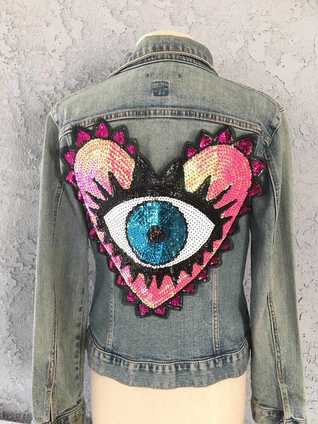 Large Sequined Evil Eye Embroidery Sew on Applique Sequin - Etsy