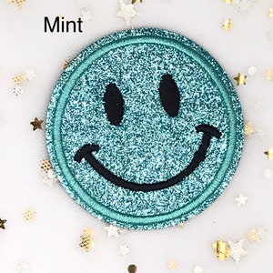2" Glitter Smiley Sparkling Face Iron on Patch - Etsy