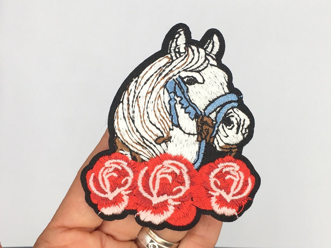 Embroidered White Horse Patch Iron on Applique Patch, Patch Supplies ...