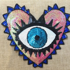 Large Sequined Evil Eye Embroidery Sew on Applique Sequin - Etsy