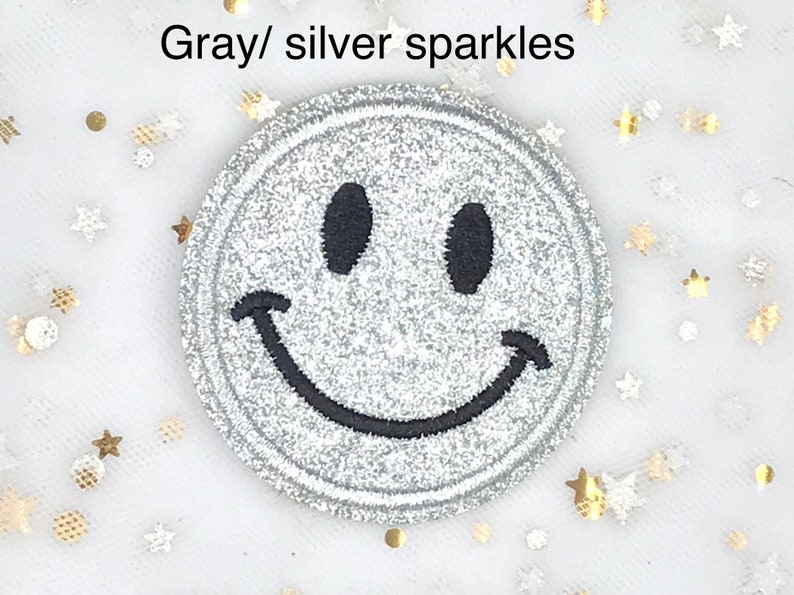 2" Glitter Smiley Sparkling Face Iron on Patch - Etsy