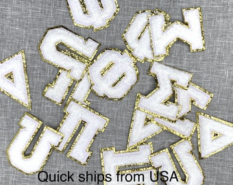 Varsity Bold Letter Font Sparkle Glitter Patch Iron or Sew on Vinyl NO ...