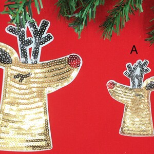 2 Rudolf Red Nose Reindeer Iron on Patch for Stocking, Table Linen ...