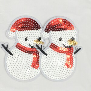 2 Snowman Santa Reindeer Sequin Iron-on Applique Patch , Santa Claus Sequin Patch, Sequin ...