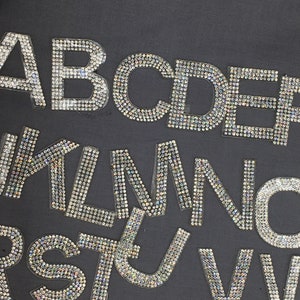 A-Z Sparkling Rhinestones Letter Iron-on Patches, 1-3/4" Hotfix Crystal ...
