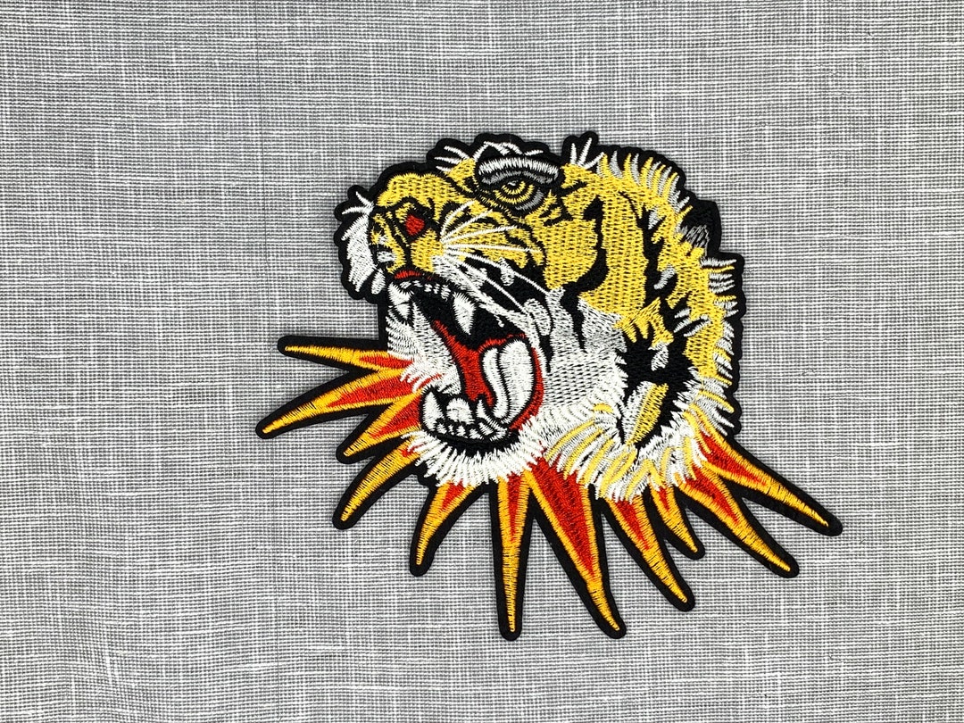 Tiger T-shirt Iron on Patch, Large Tiger Head Iron-on Patch, Tiger Iron ...