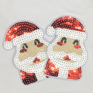 2 Snowman Santa Reindeer Sequin Iron-on Applique Patch , Santa Claus Sequin Patch, Sequin ...