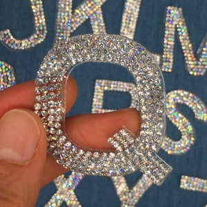 A-Z Sparkling Rhinestones Letter Iron-on Patches, 1-3/4" Hotfix Crystal ...