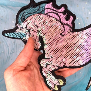 Large Pink Sequins Embroidery Unicorn Iron-on/sew-on Applique Patch ...