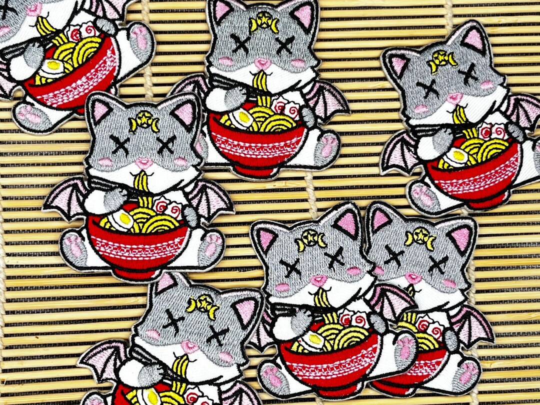 Bat Ramen Embroidered Iron-on Patch: Asian Food Trucker Hat Patch - Etsy