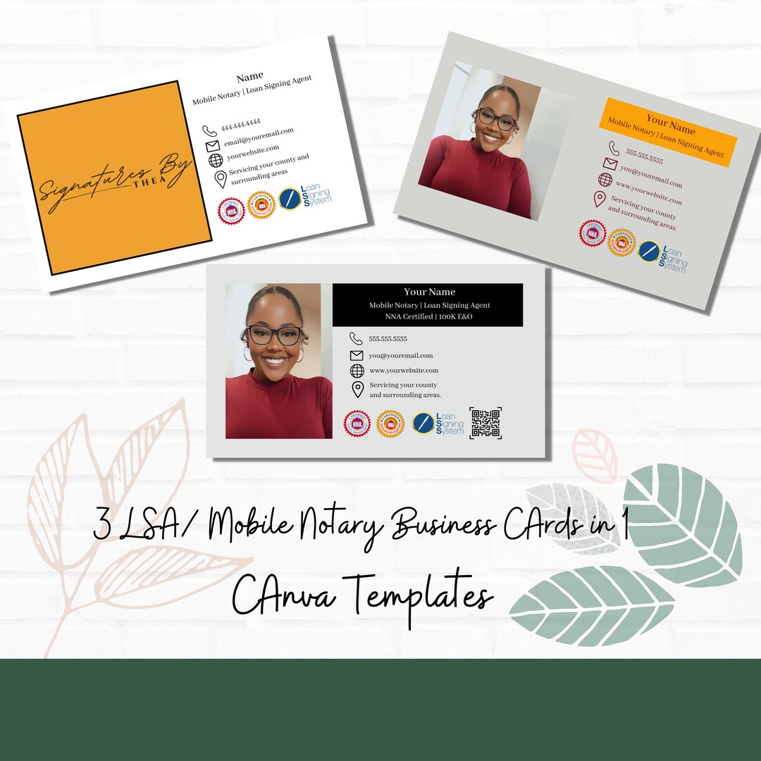 DIY Notary Business Card Template Notary Essentials Canva Template Loan ...