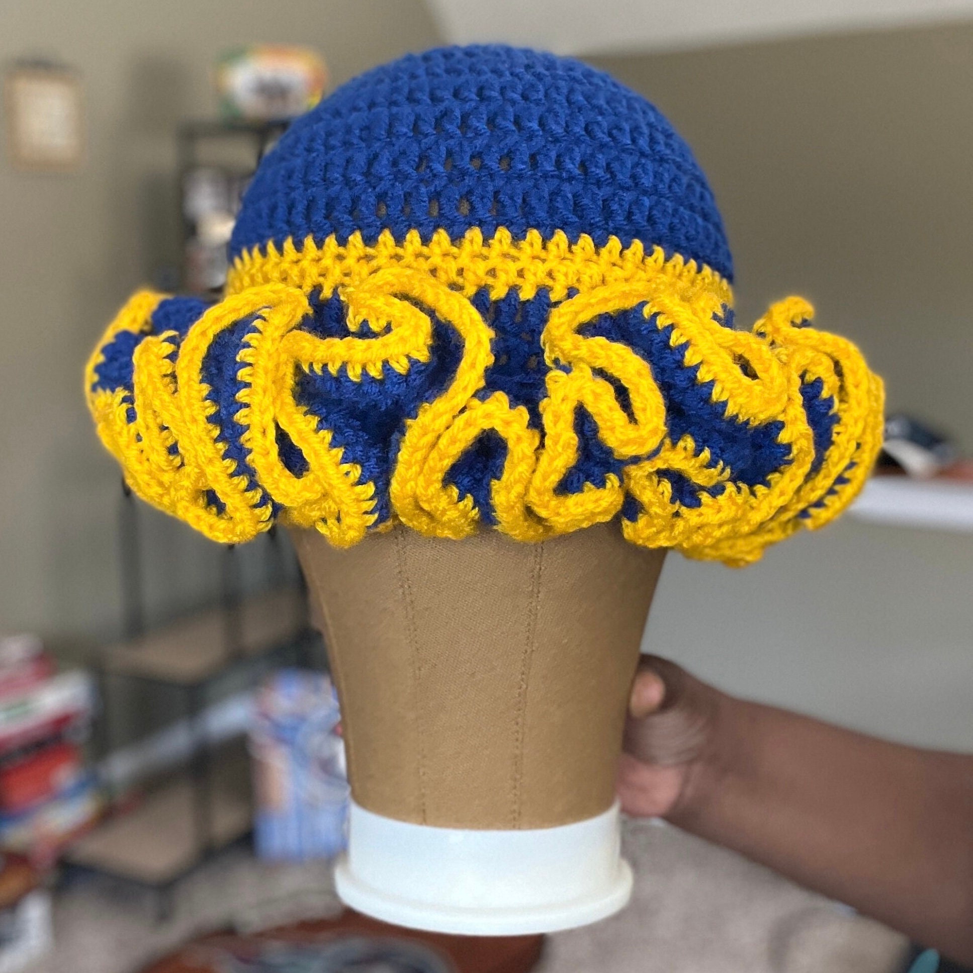 Sigma Gamma Rho Crochet Hat | Jumbo Ruffles | D9 Sorority | Royal Blue ...