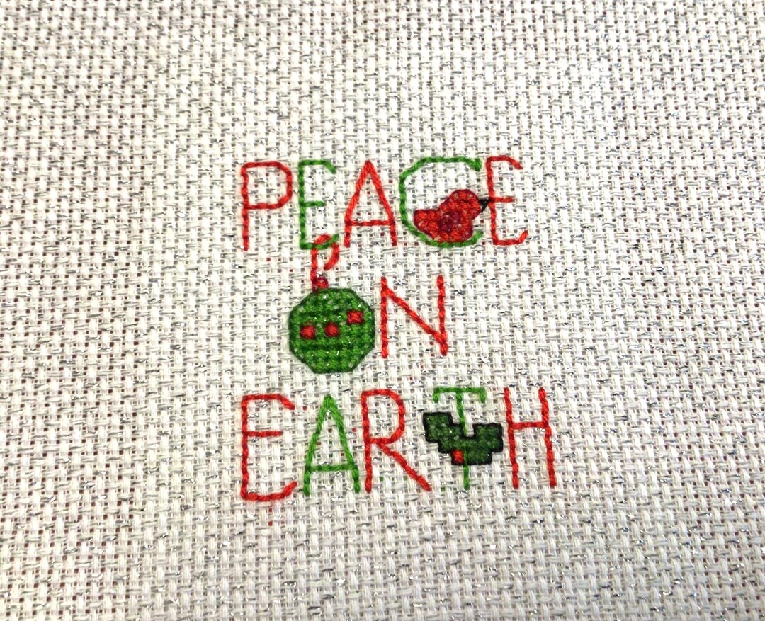 Mini Cross Stitch Peace on Earth Completed Finished for Crafts DIY ...