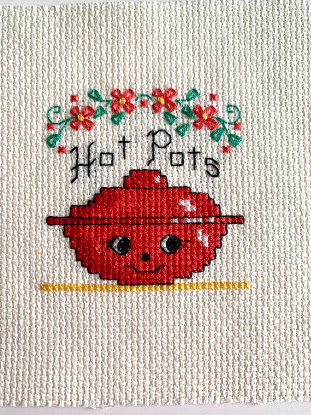 Mini Cross Stitch Hot Pots Cooking Completed Finished for Crafts DIY ...
