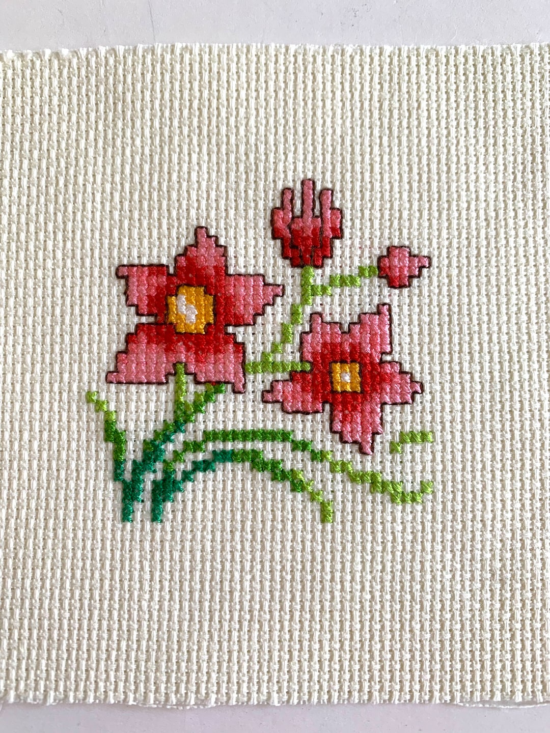 Mini Cross Stitch Wildflower Completed Finished for Crafts DIY Small ...