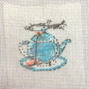 Mini Cross Stitch Tea Pot Tea Party Completed Finished for Crafts DIY ...