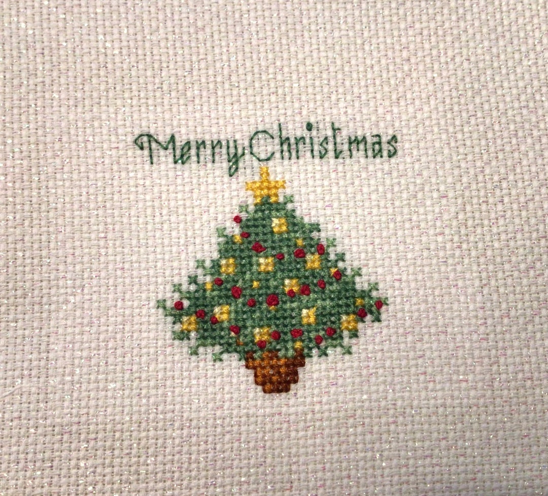 Mini Cross Stitch Christmas Tree Completed Finished for Crafts DIY ...