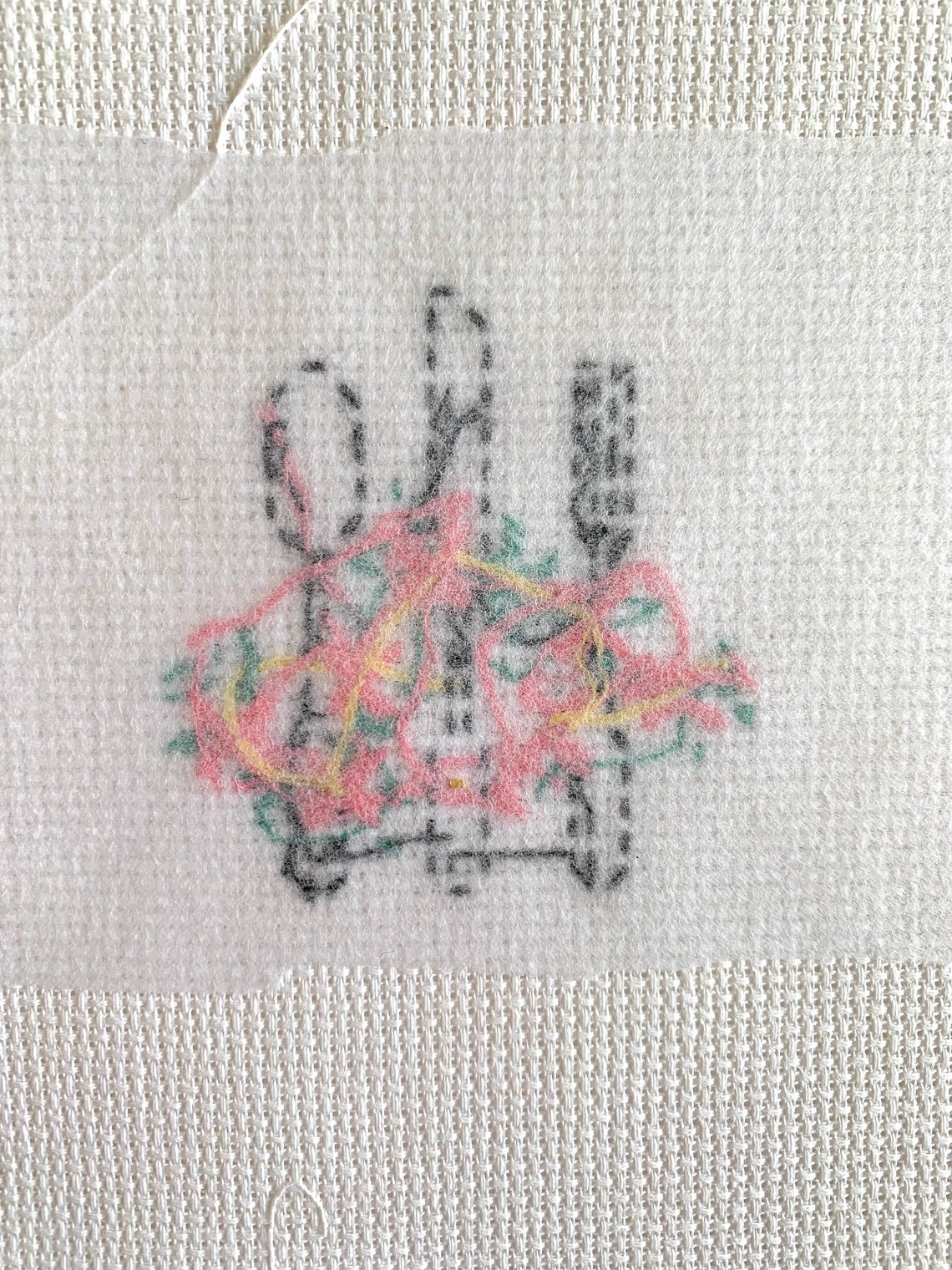 Mini Cross Stitch Silverware Fork Spoon Completed Finished for Crafts ...